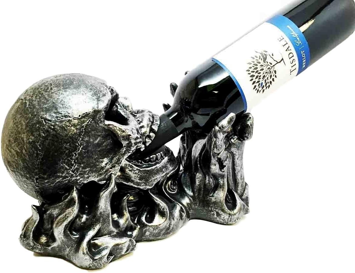 Gifts & Decor Gargle of Booze Hell FIRE Skeleton Demon Wine Bottle ...