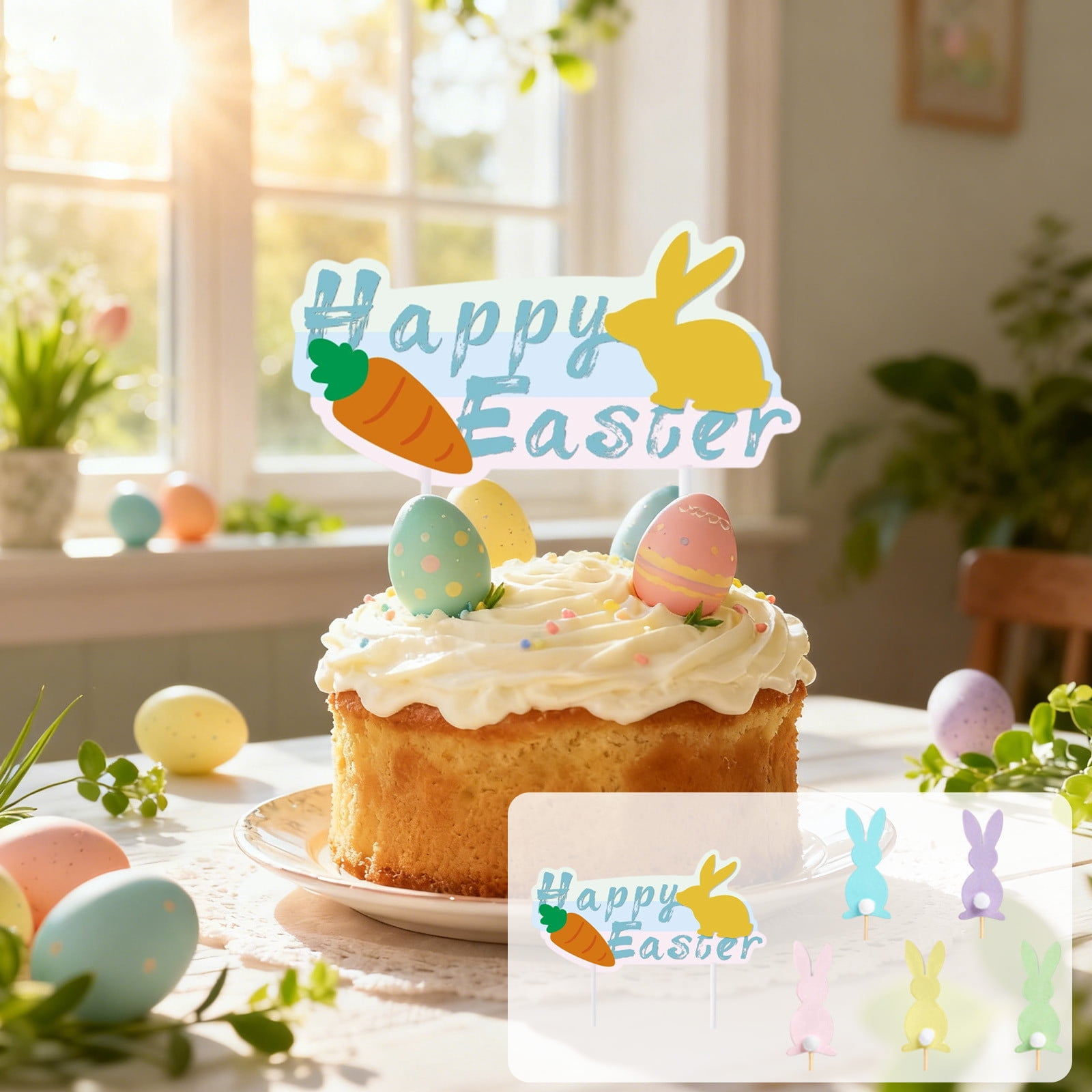 Gifts Dianli 12-Pack Easter Party Supplies Easter Cake Toppers Bunny ...