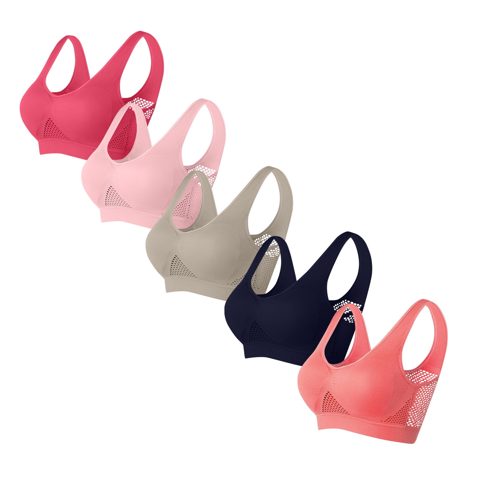 Gifts Dianli 5PC Womens Wireless Gathered Breathable Everyday Bra Set ...