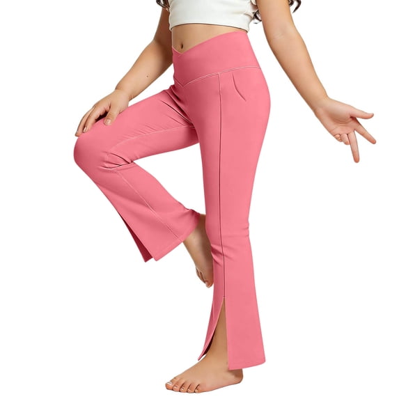 Gifts Dianli Back to Schools Girls Ribbed Knit Flared Pants Elastic ...