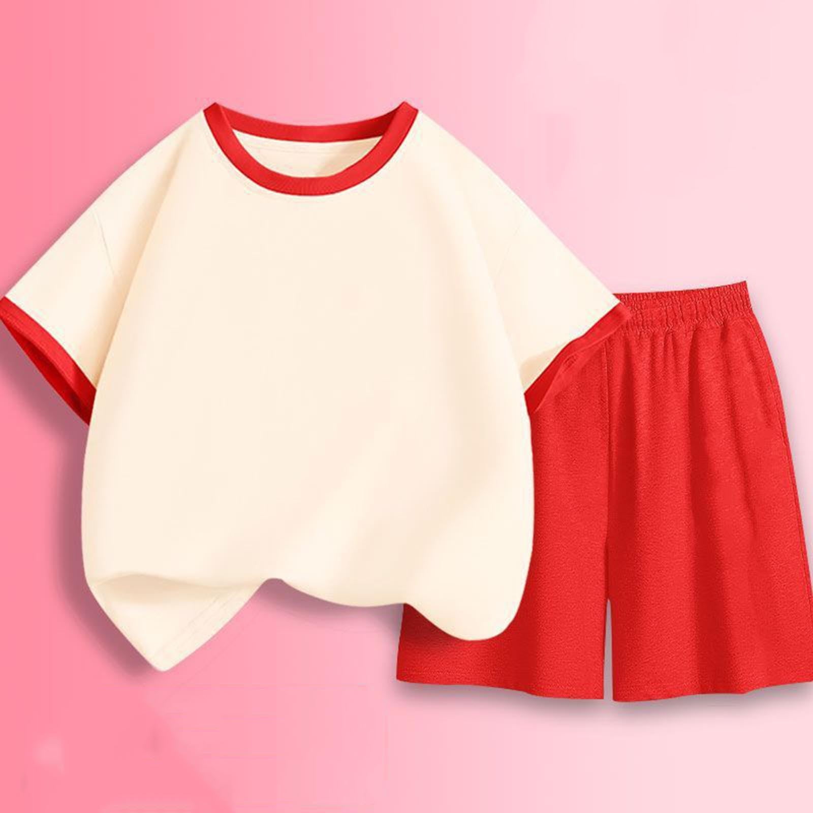 Gifts Dianli Back-To-School 2-Piece Kids Color-Block Short-Sleeve Pure ...