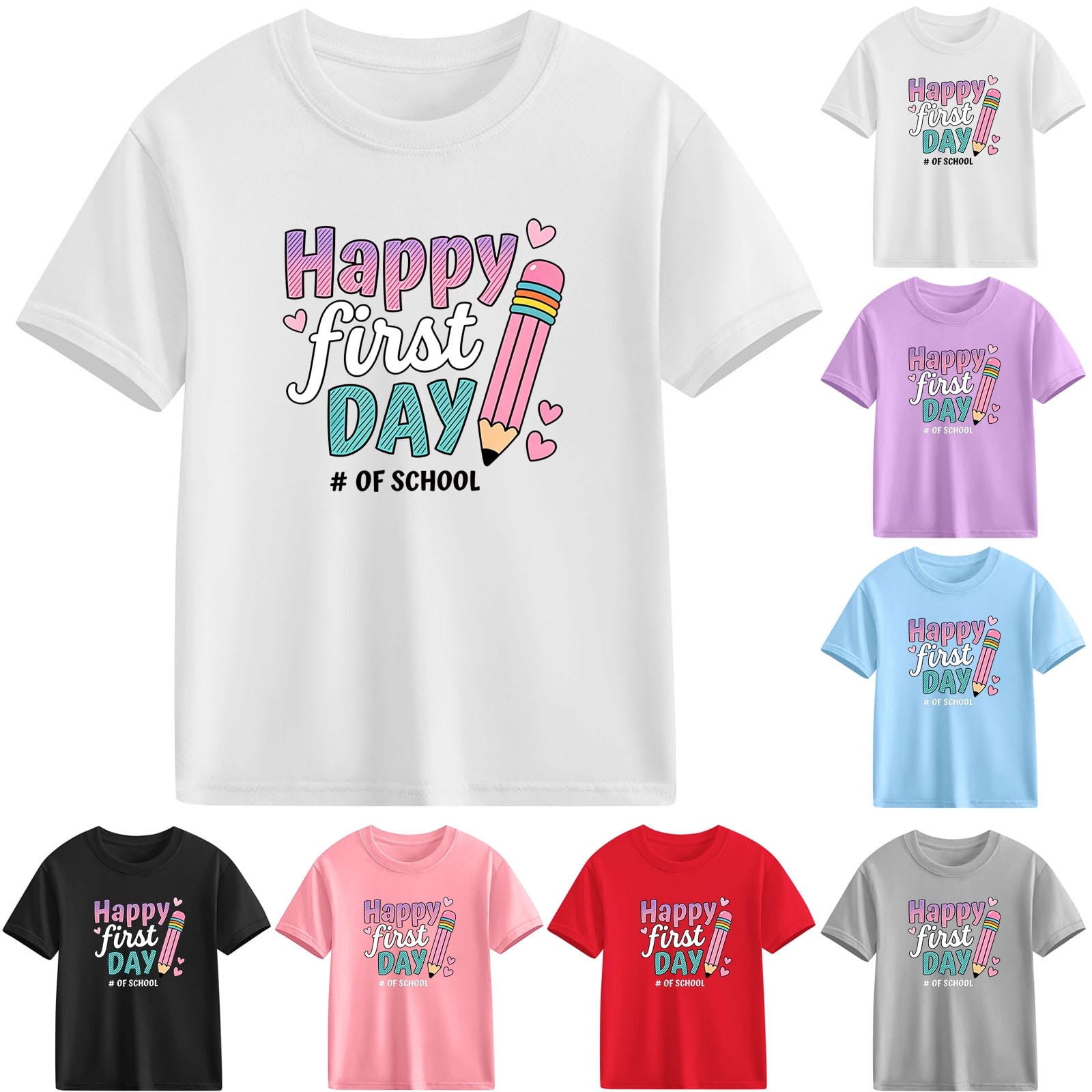 Gifts Dianli Back-to-School Kids Graphic T-Shirt Short-Sleeve Cotton ...