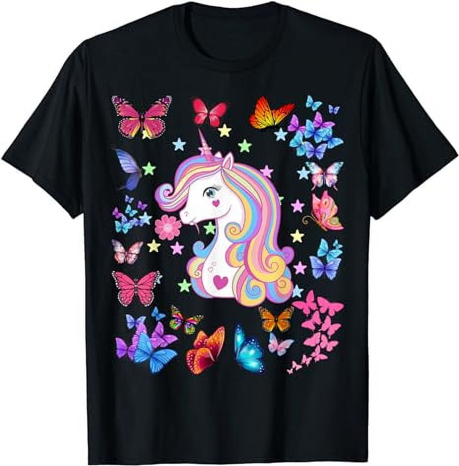Gifts For Girls Unicorn Butterflies Graphic Tees Kids T-Shirt - Walmart.com