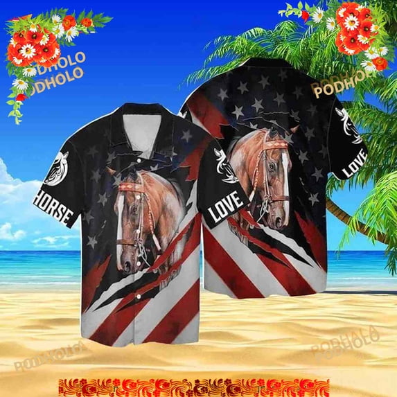 Gifts For Horse Lovers, Us Flag Hawaiian Shirt, Gifts For Horse Lovers ...