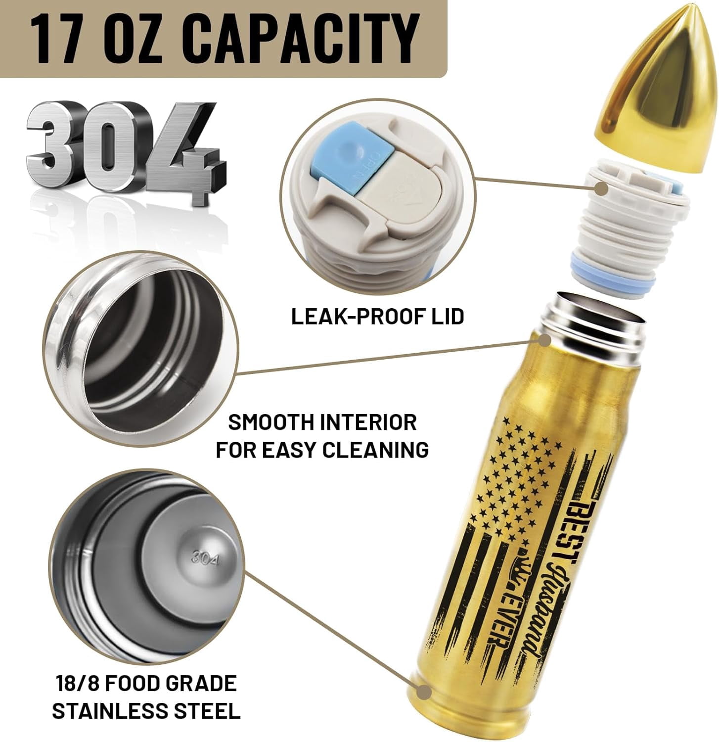 Gifts For Husband, 17 Oz Stainless Steel Husband Bullet Tumbler, Gifts ...