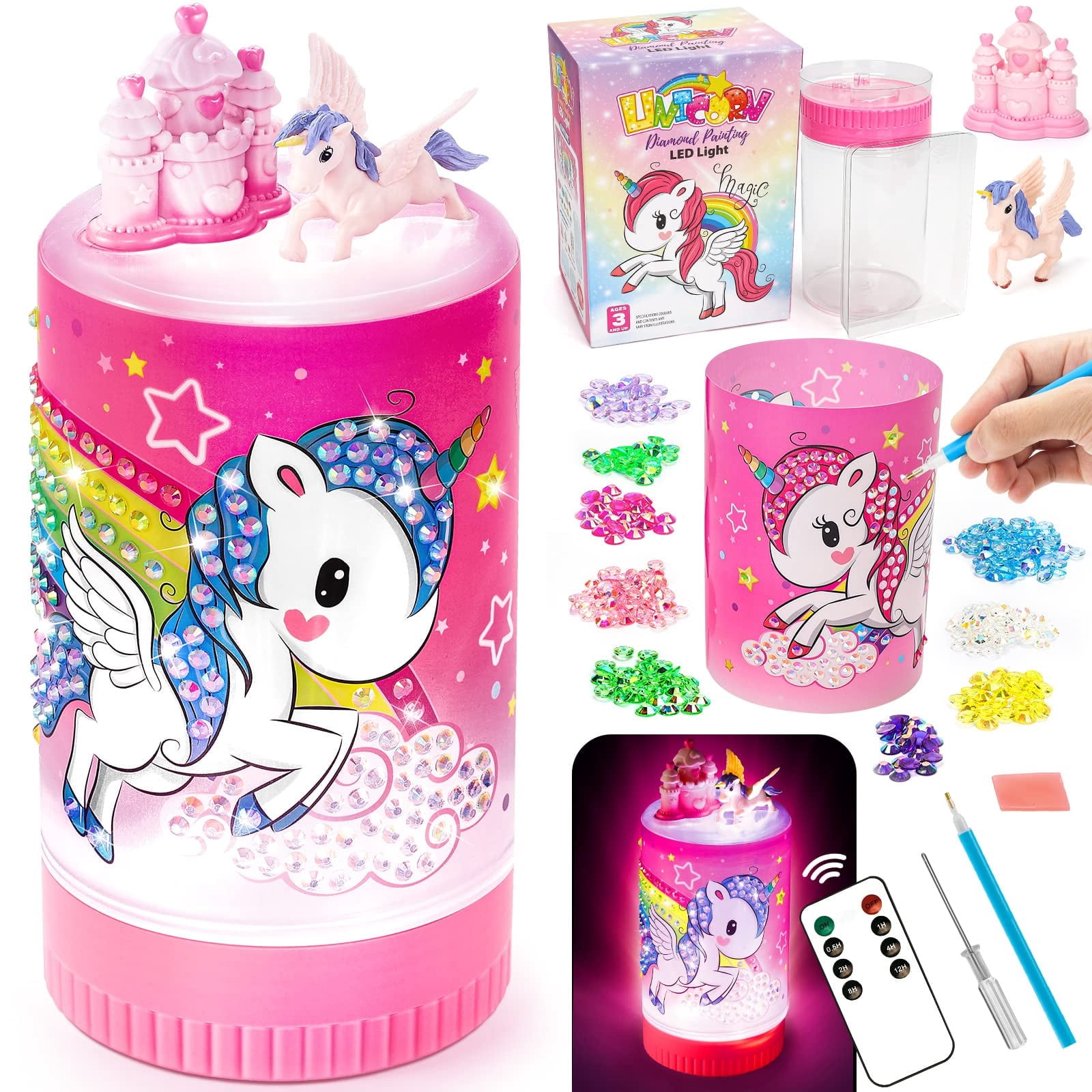 Diamond Art Craft Kits: Fairy Night Light Toy for Girls & Boys Age 3-10 ...