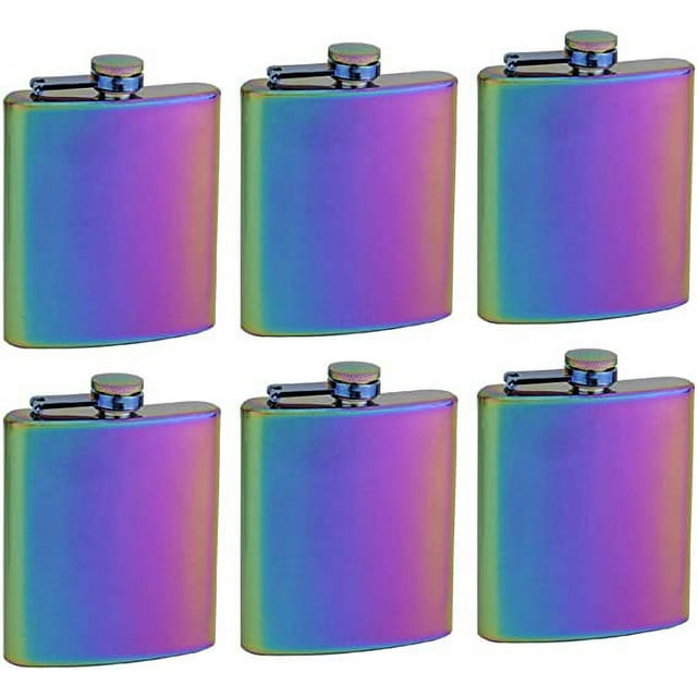 Gifts Infinity® 8oz Hip Stainless Rainbow Flask Set of 6 - Walmart.com