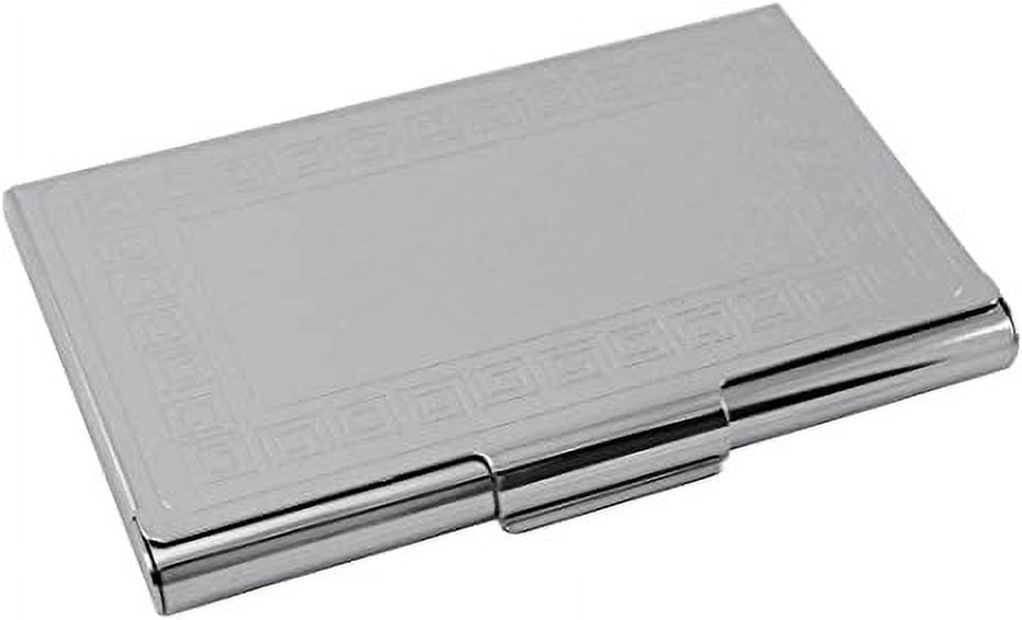 Gifts Infinity® Quality Greek Key Design Business Card Holder - (Silver ...