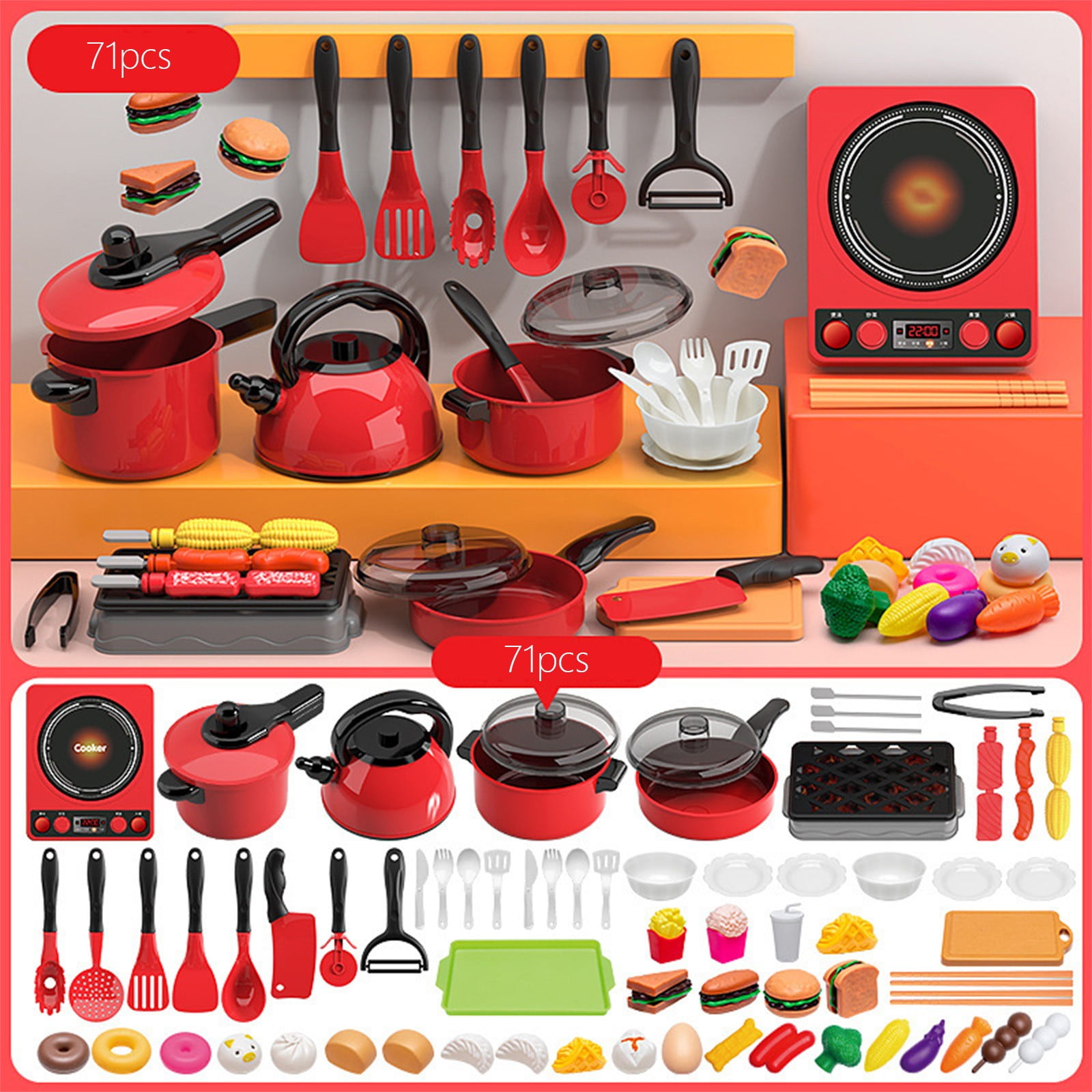 Gifts for Kids! Fwttom Kids Play Kitchen Accessories, 71 pcs Toddlers ...