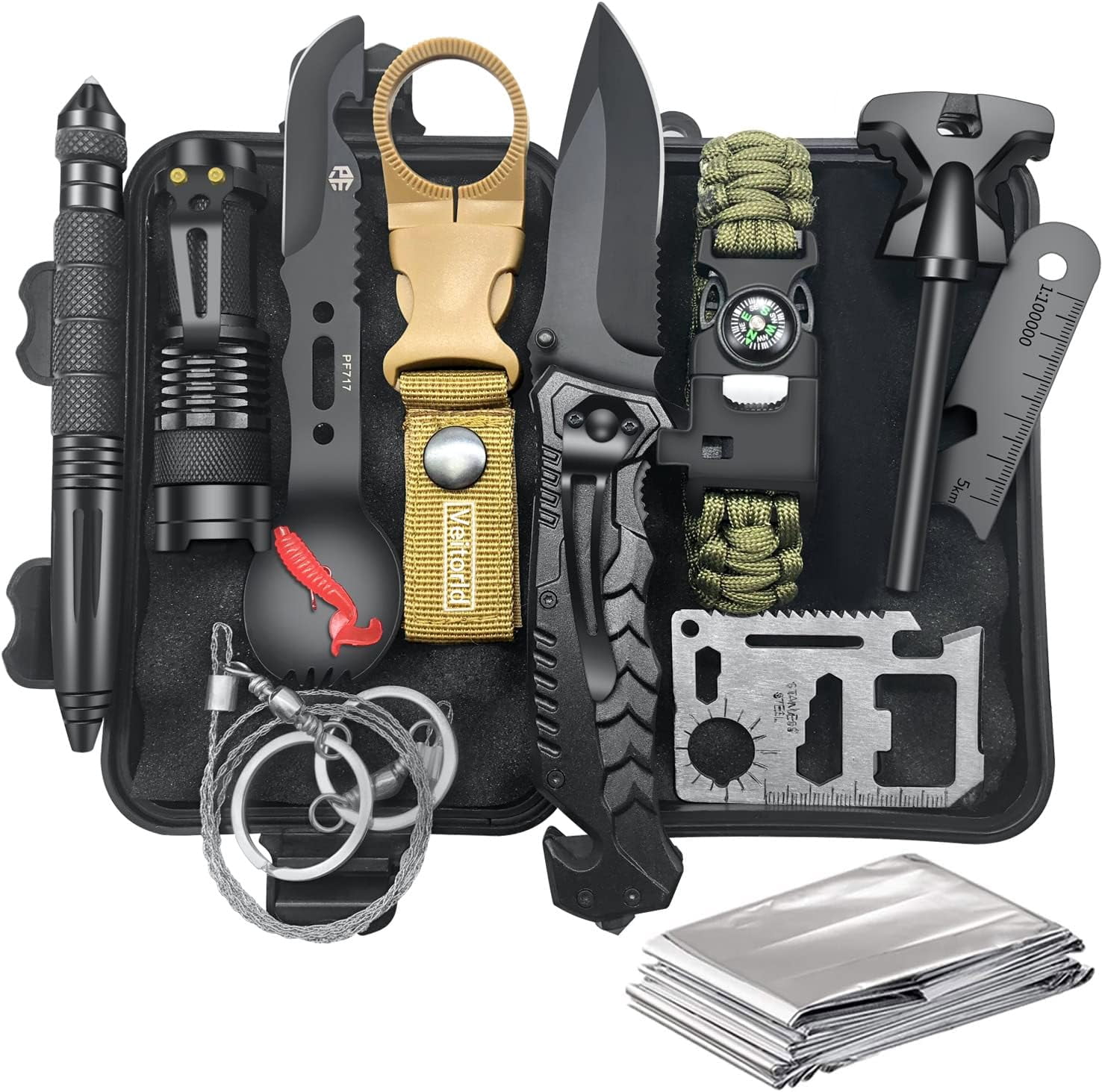 12-in-1 Ultimate Survival Kit - Compact Multi-Functional Emergency Gear ...