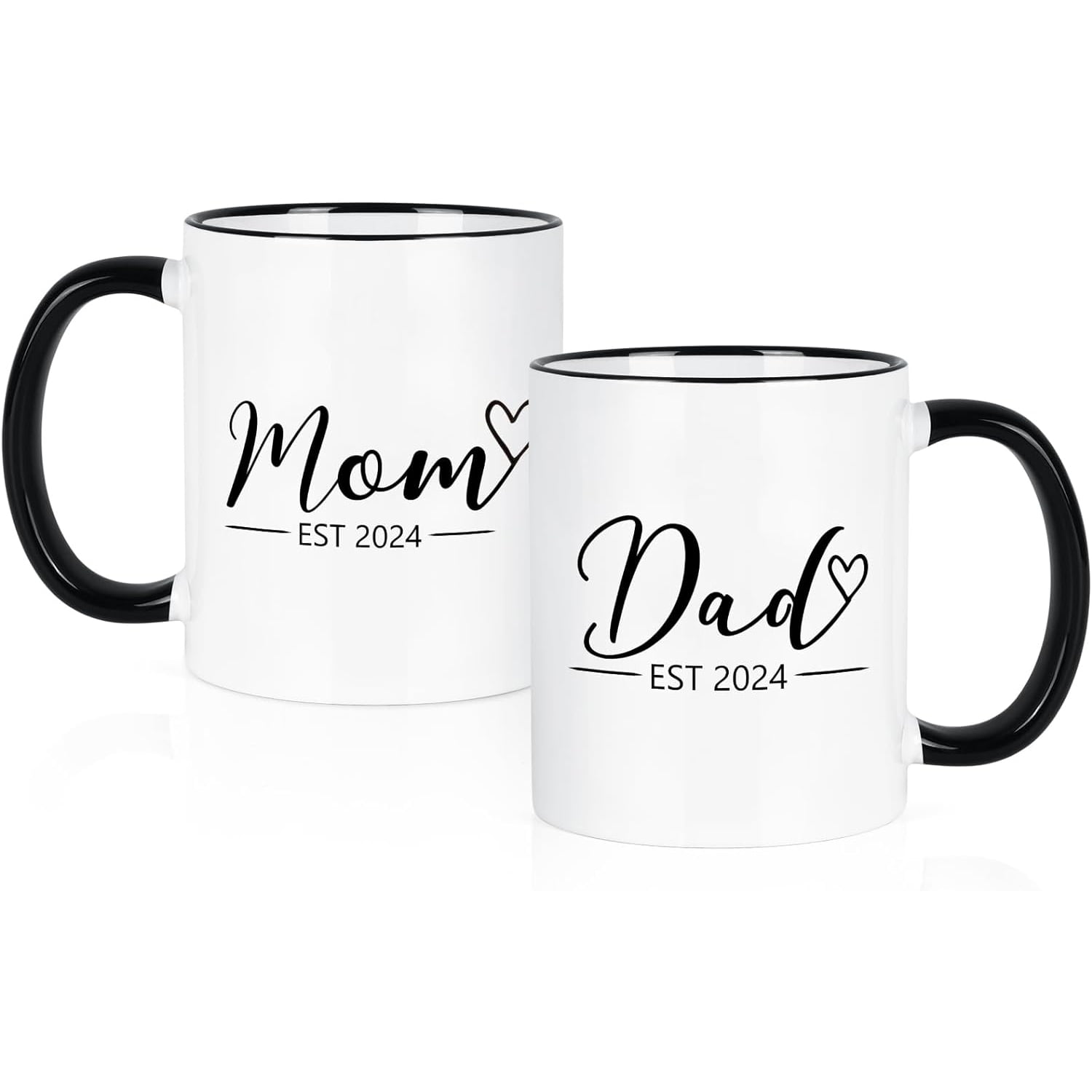Modwnfy Mom Dad Est 2024 Mugs Set - Gifts for New Parents, 11 fl oz ...