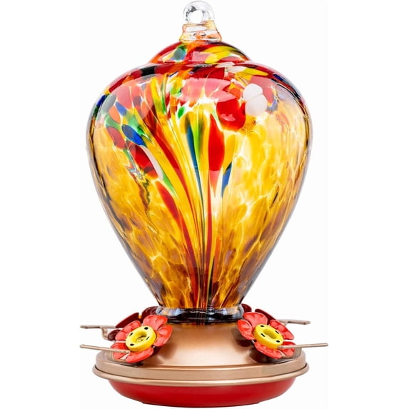 Gifts for Mom Hand Blown Glass Hummingbird Feeders for Outdoors Hanging ...