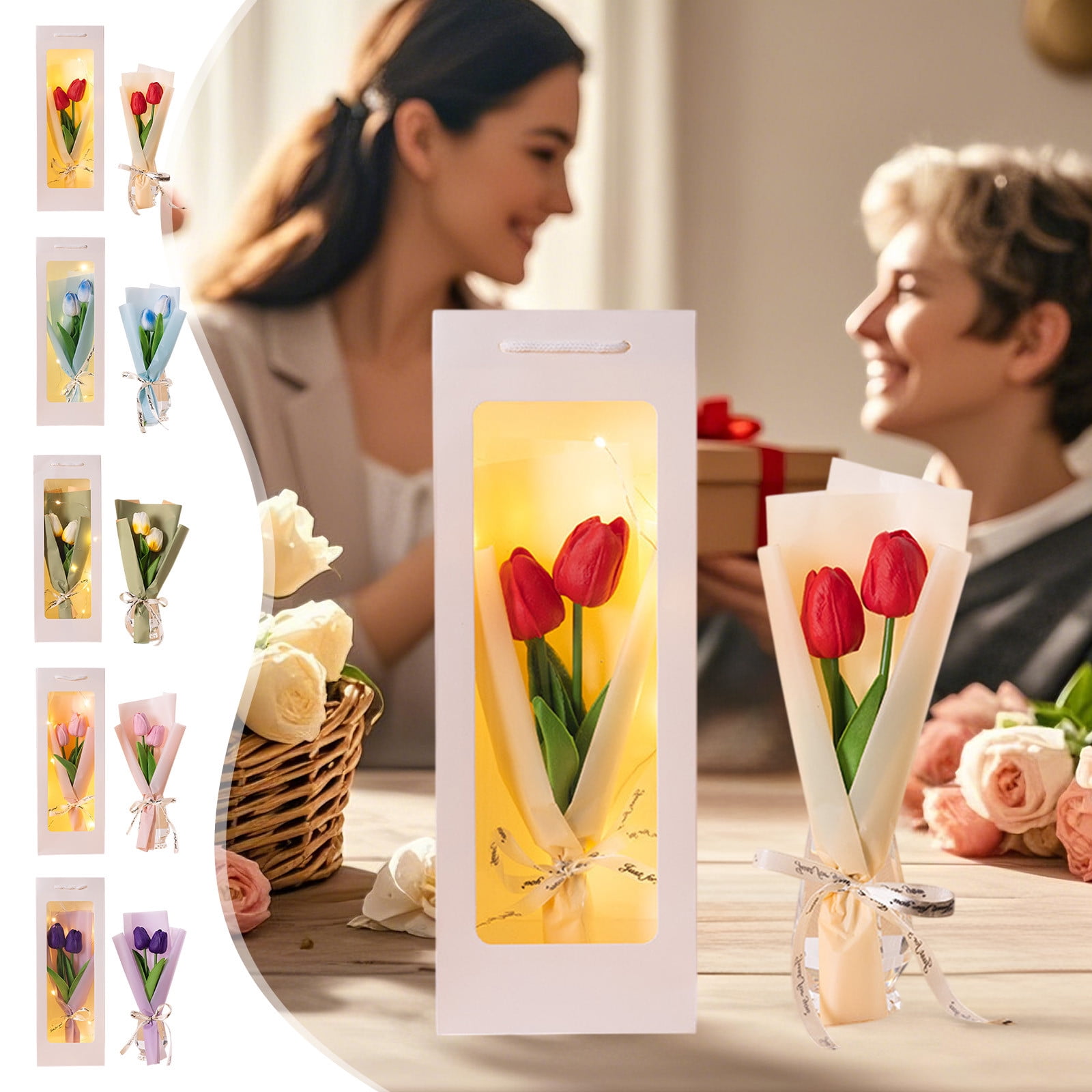 Gifts for Mom PALIFEUR Fake Flowers Tulips Artificial Flowers for ...