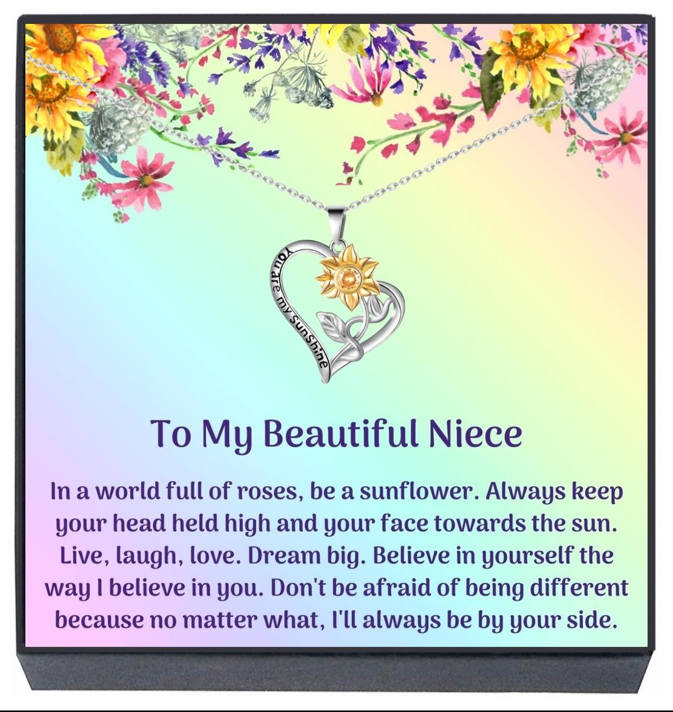 SheridanStar Sunflower Heart Necklace Includes Message Card and ...