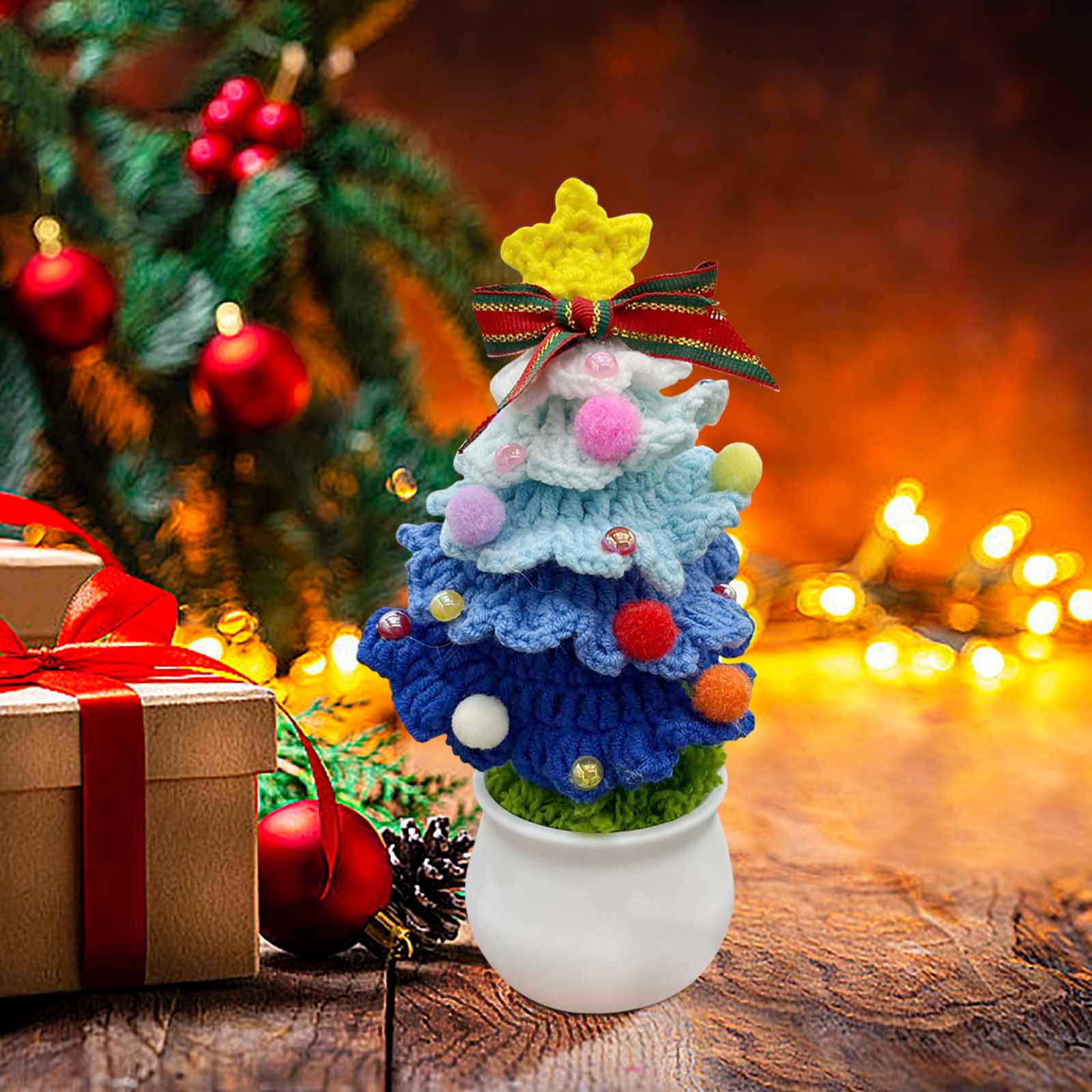 Gifts Under $5 Caoblia Mini Christmas Tree 7 Inch Handcrafted Knitted ...