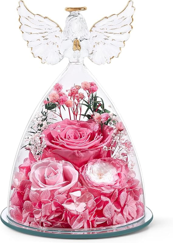 Gifts for Women Mom Preserved Rose Forever Flower in Glass Angel ...