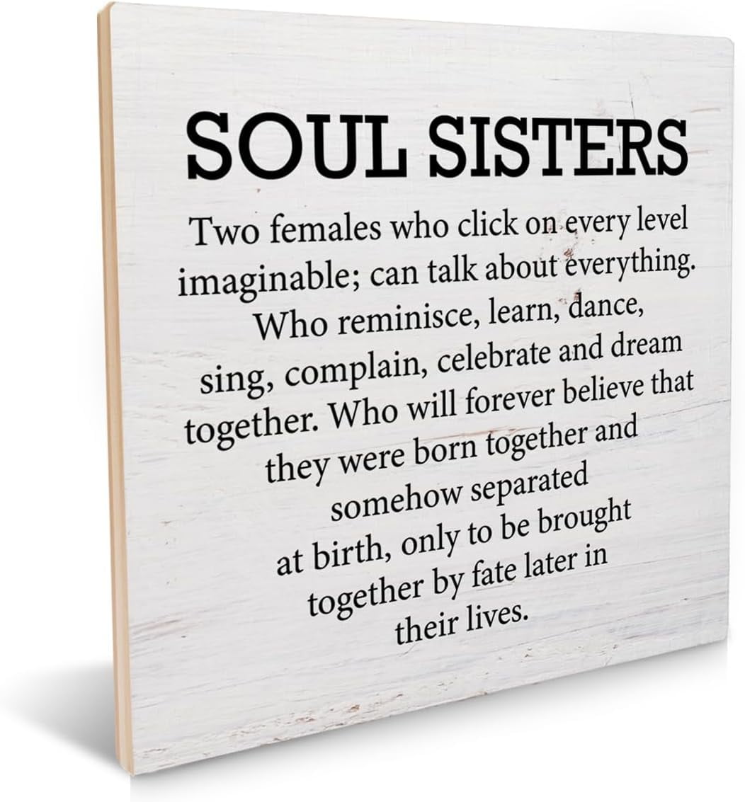 Gifts for Women Soul Sister Best Friend Friendship Wooden Sign Bestie ...