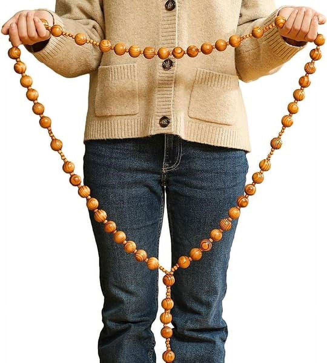 Giant Big Beads Wood Chain Rosary Jewelry with Jesus Cross, XL Large 37 ...