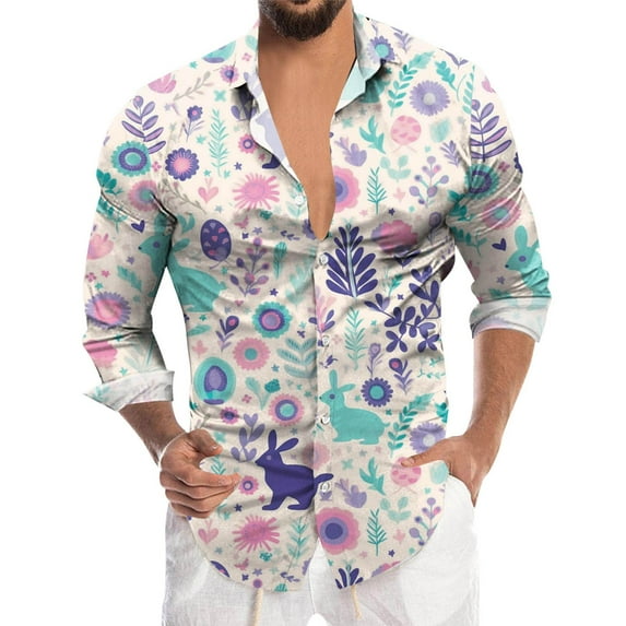 Gifts for Christian Men Fashion Digital 3D Printed Long Sleeve Lapel ...