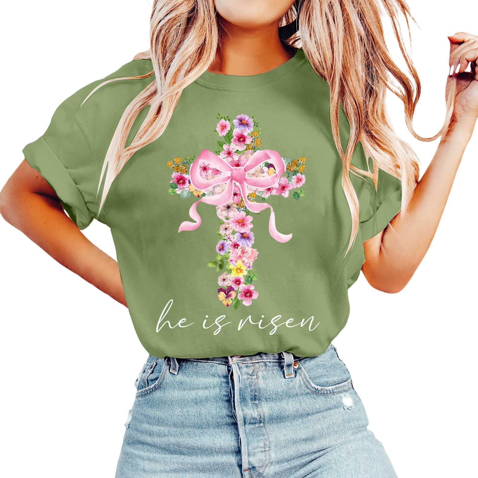 Gifts for Christian Women Fashion Print Round Neck Short Sleeve Rugby ...