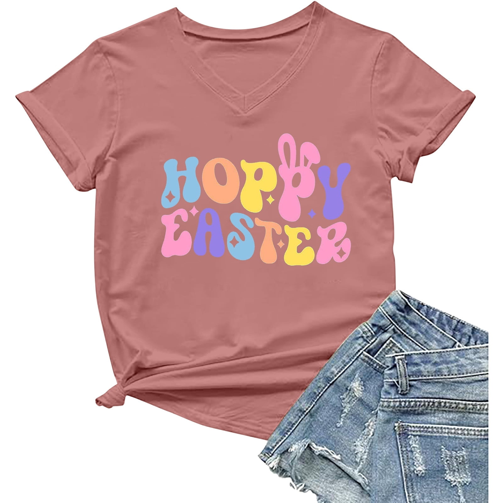Gifts for Christian Women Fashion V Neck Short Sleeve Print Business ...