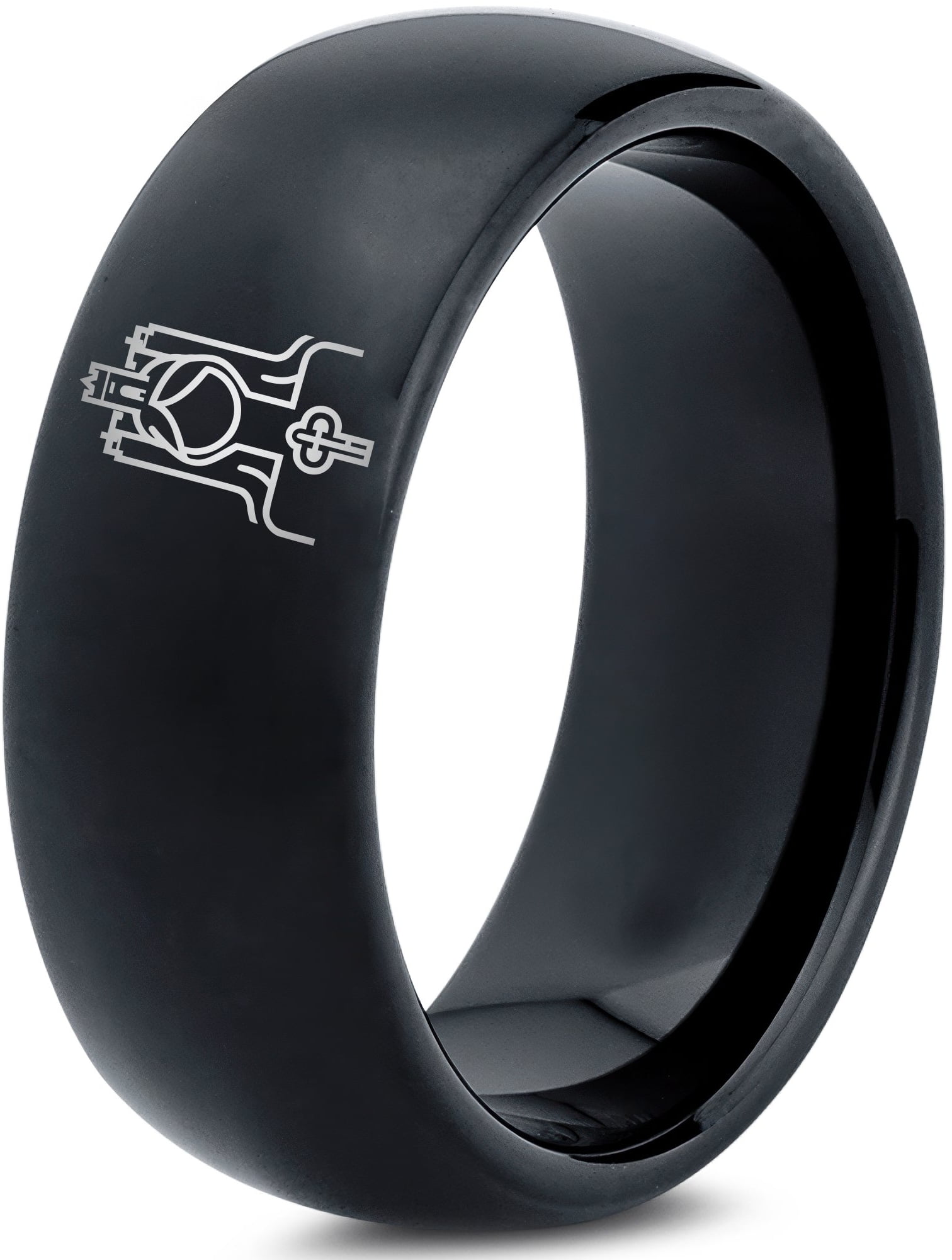 Gifts for Dad Tungsten Mens Rings Black Gamer Unique Jewelry Retirement ...