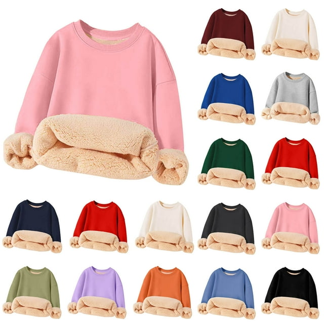 Gifts for Girls Horkkom Girls Sweatshirt Crew Neck Long Sleeve Solid ...