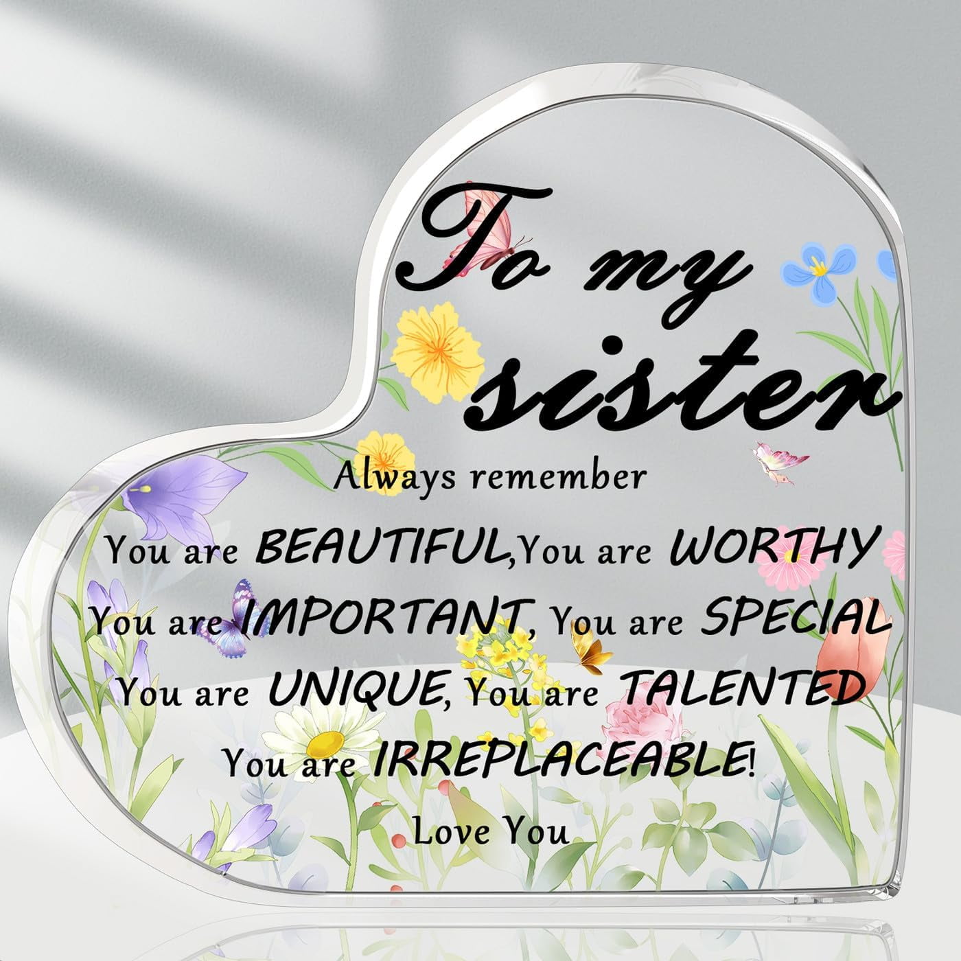 Gifts for Sister, Heart Acrylic Plaque Signs, Sister Birthday Gifts ...
