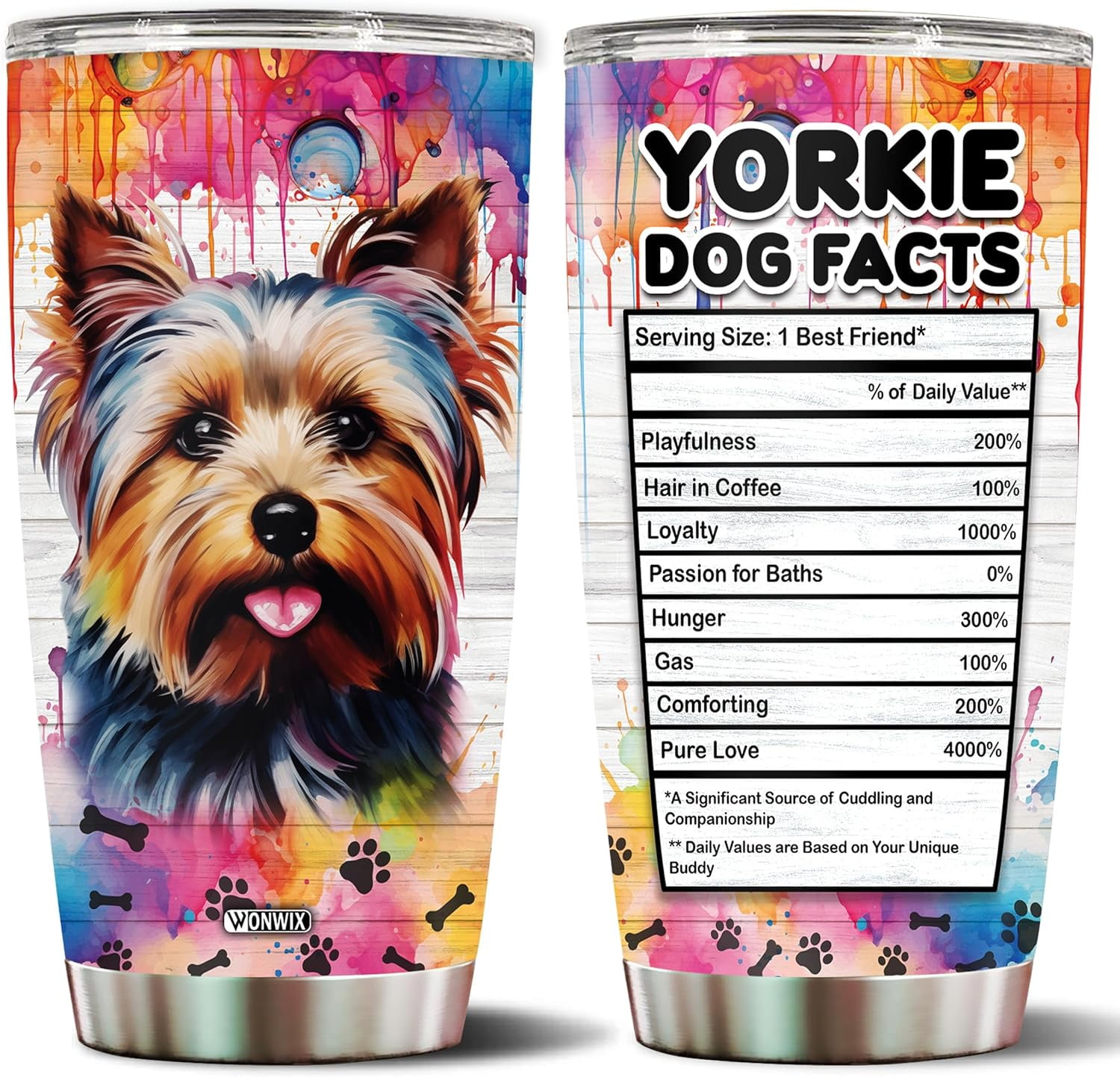 Gifts for Yorkie Lovers 20 Oz Stainless Steel Tumbler Travel Coffee Mug ...