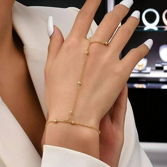 Gifts for women-Fashion Gold Finger Chain Ring Unique Niche Design ...