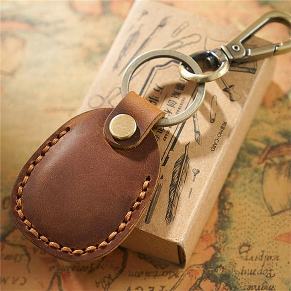 Gifts for women-Genuine Leather AirTag Keychain Handmade Scratch ...