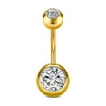 Gifts for women-Titanium Belly Button Ring 0.06x0.39 Inch Gold Ball 0.2 ...