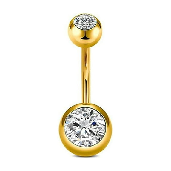 Gifts for women-Titanium Belly Button Ring 0.06x0.39 Inch Gold Ball 0.2 ...
