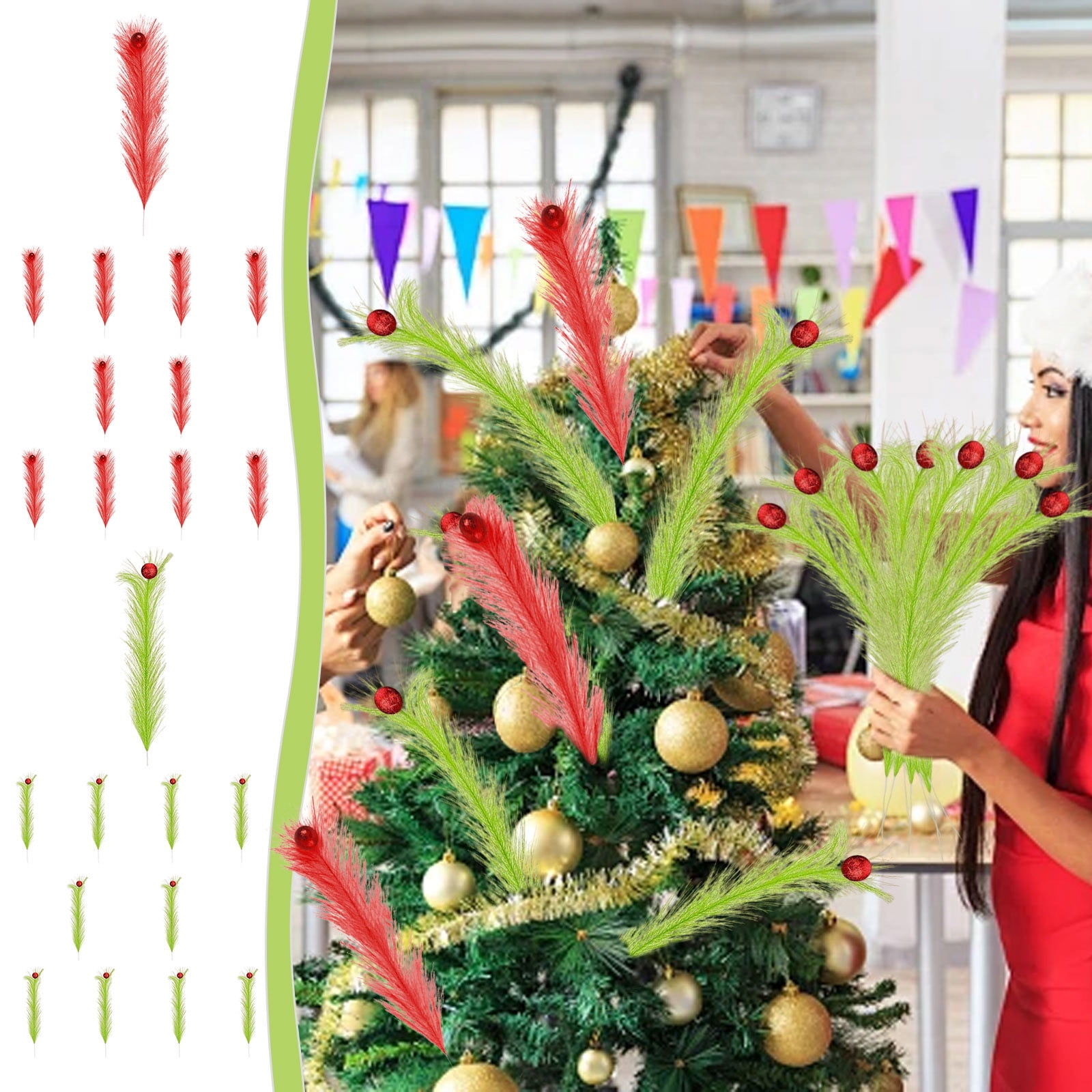 Gifts kcavykas Christmas Decorations Artificial Reed Sprigs Holiday Red ...