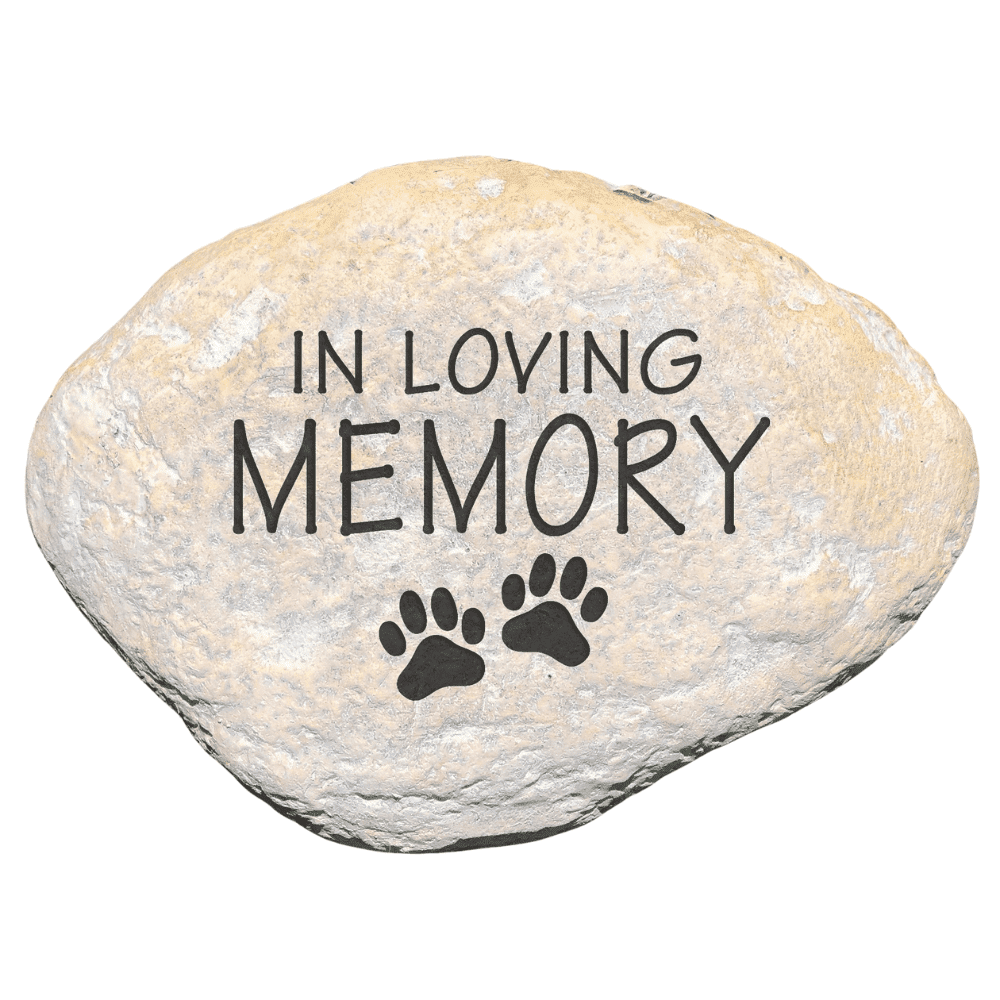 Pet Memorial Stone for Garden, In Loving Memory Paw Print Grave Marker ...