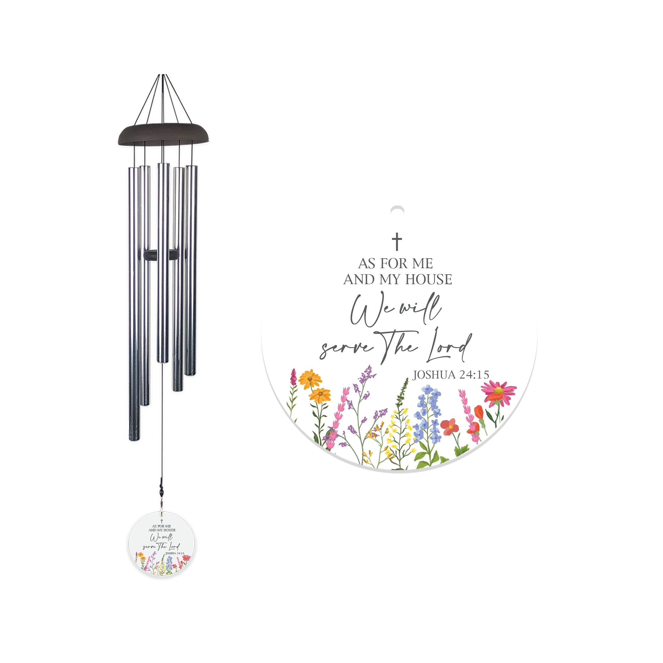 Bible Verse Joshua 24:15 24" Wind Chime, Aluminum Tubes and Metal ...
