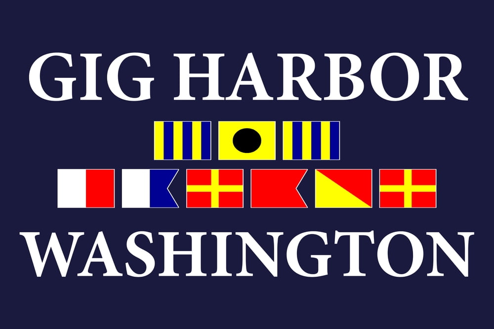 Gig Harbor, Washington, Nautical Flags (16x24 Giclee Gallery Art Print ...