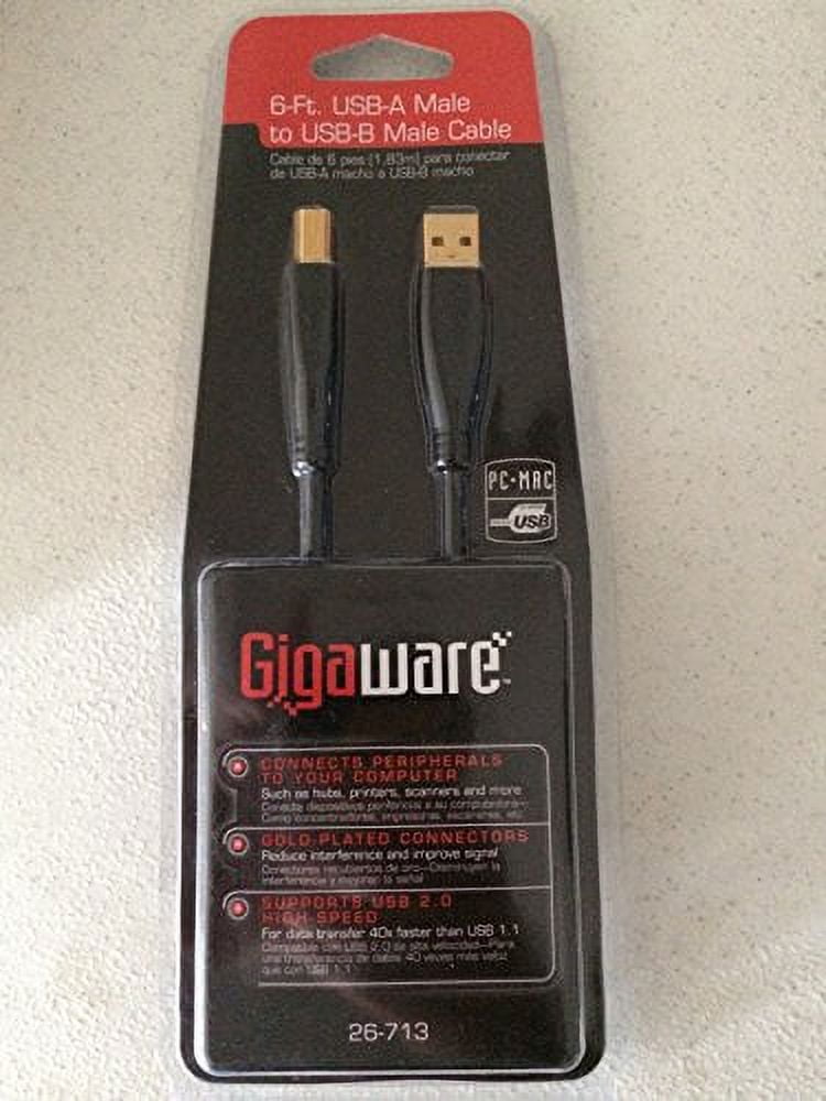 Giga Giga Ware 26-713 6-Ft Usb A Male To Usb-B Male Cable Electronic ...