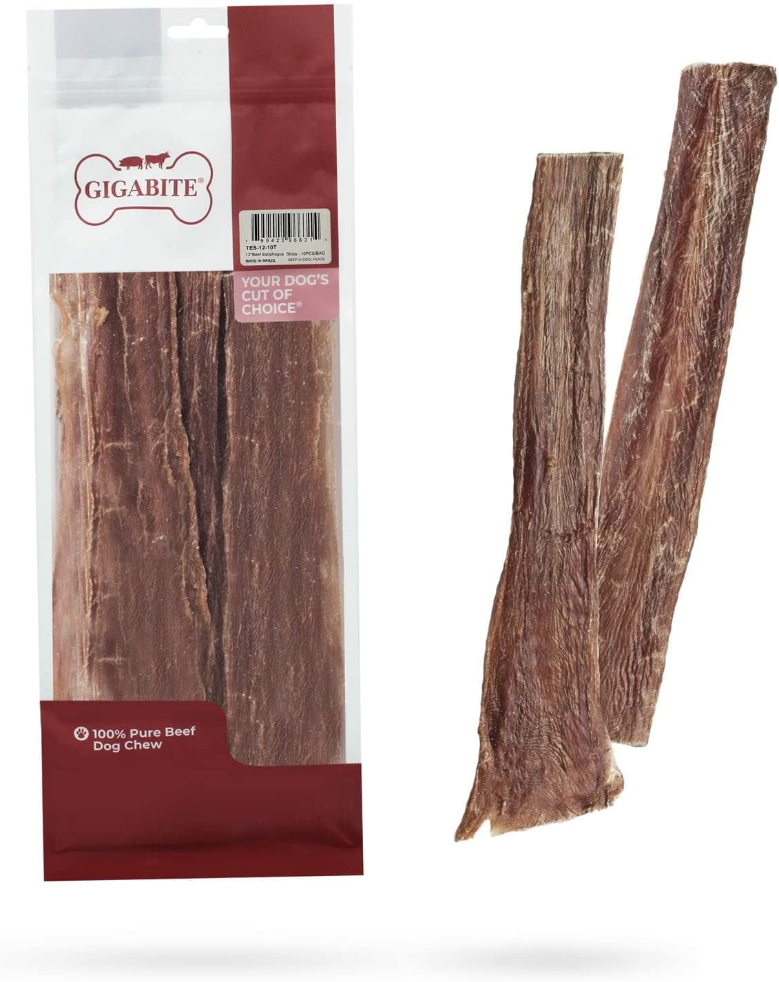GigaBite 12 Inch Beef Gullet Jerky Strips (10 Pack) – USDA & FDA ...