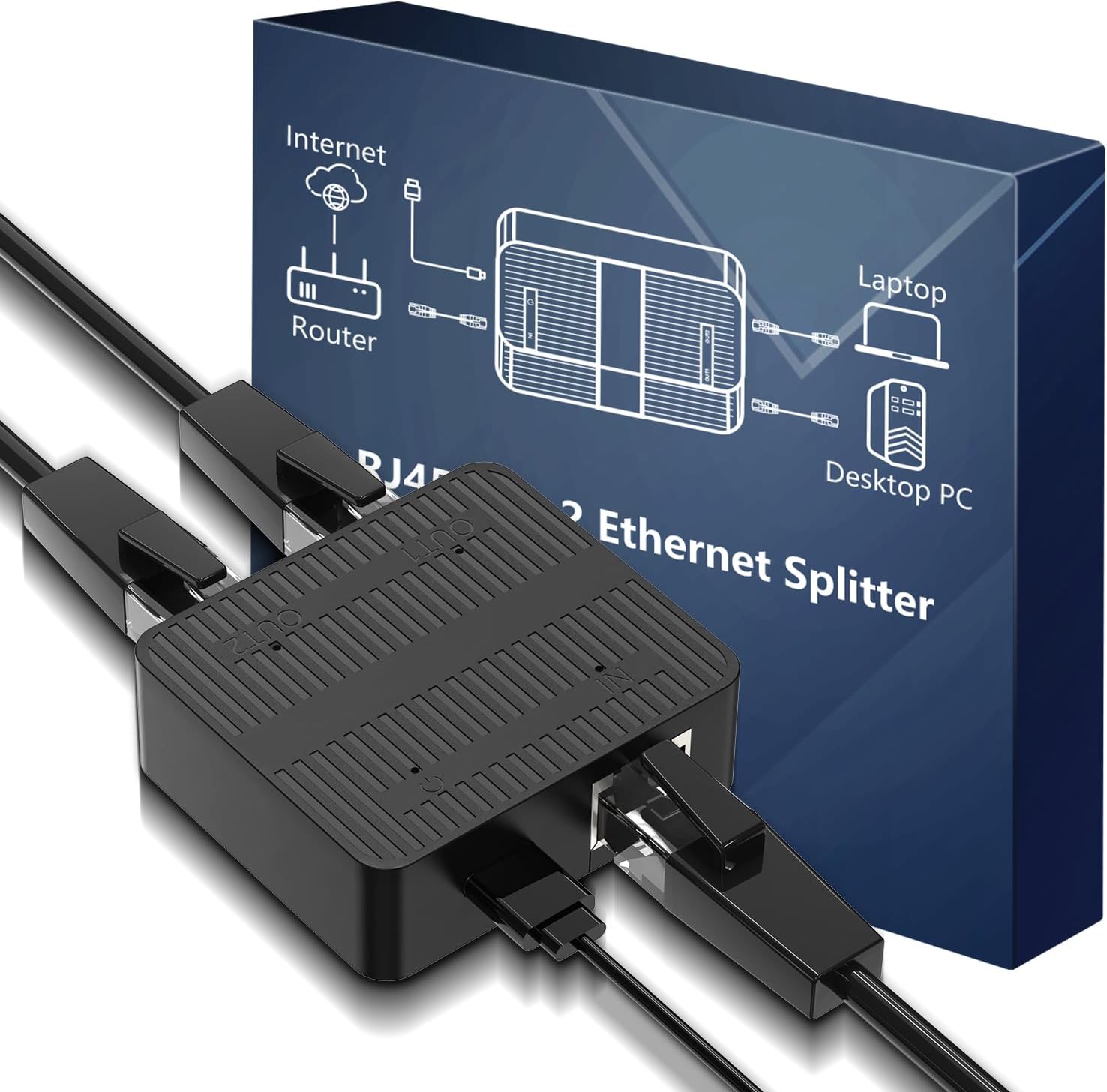 Gigabit Ethernet Splitter 1 to 2 Devices Simultaneously Networking ...