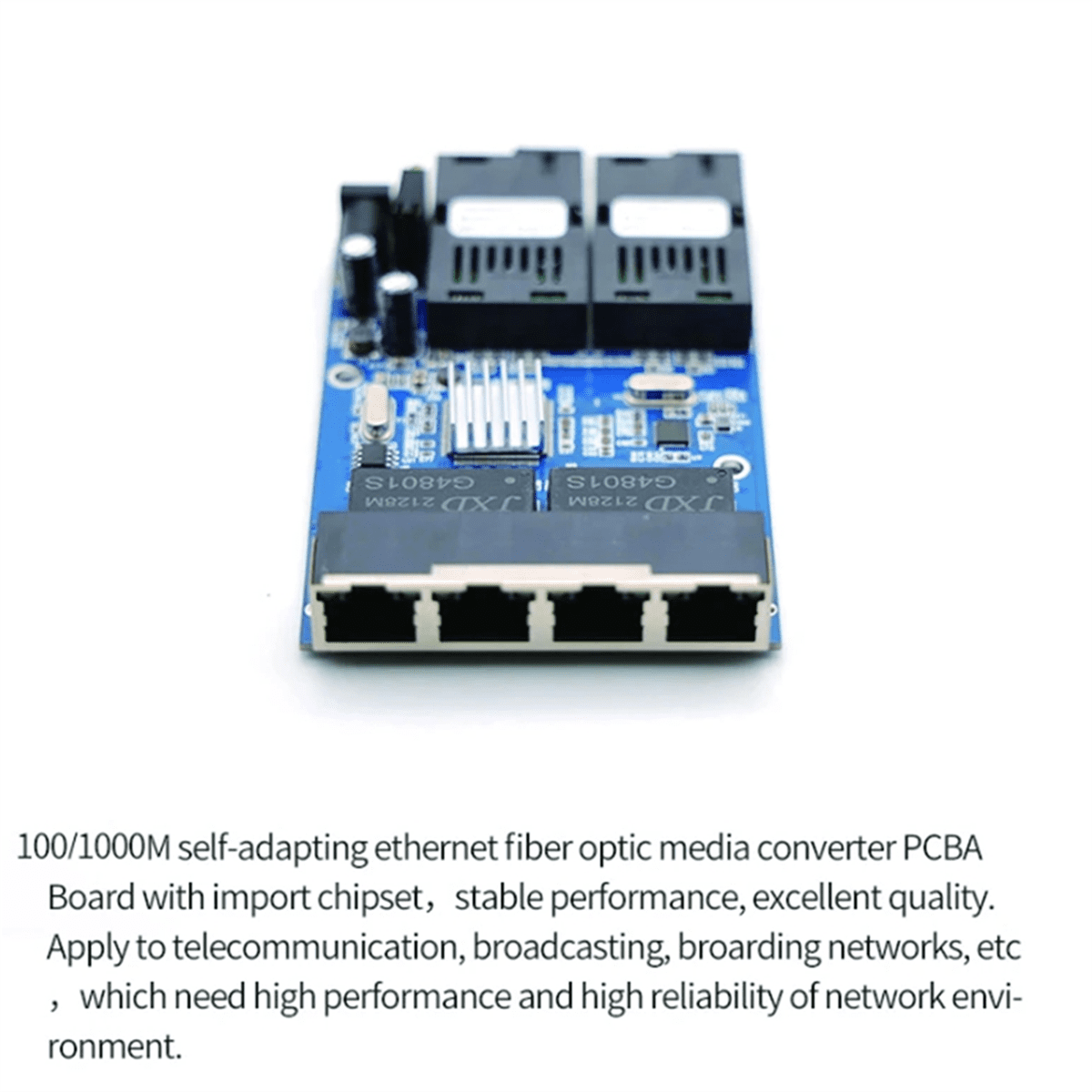 Gigabit Ethernet Switch 2 Fiber Optic Ports 4 RJ45 Port Media Converter PCBA Board Ethernet ...
