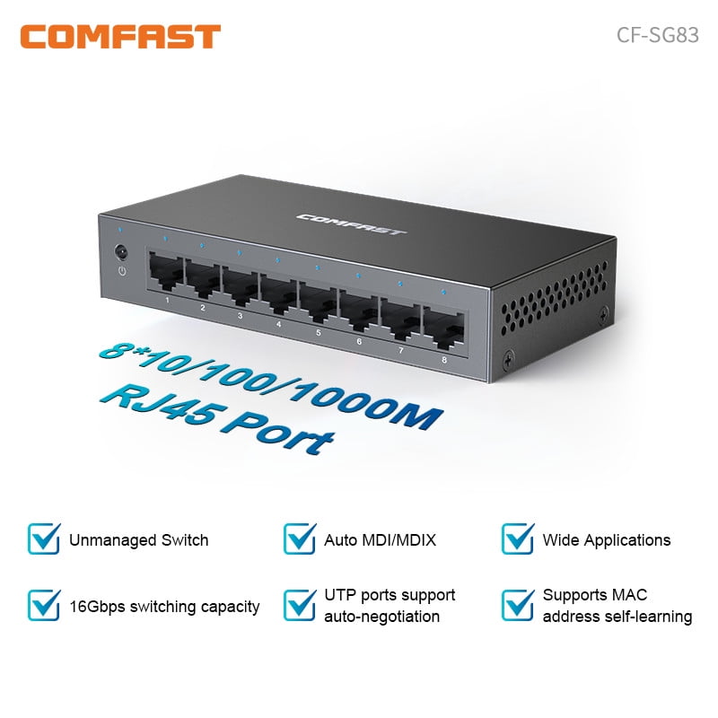 Gigabit Ethernet Switch 8 Ports Internet Network Switch 10/100/1000Mbps ...