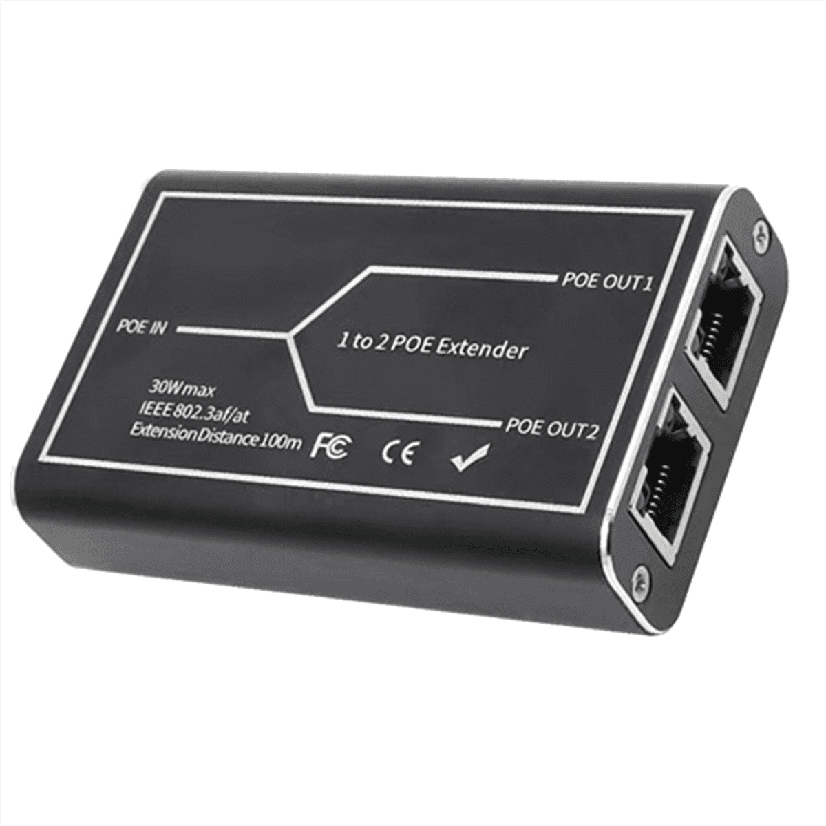 Gigabit POE Extender 2 Port 1000M Network Switch Repeater 30W IEEE802 ...