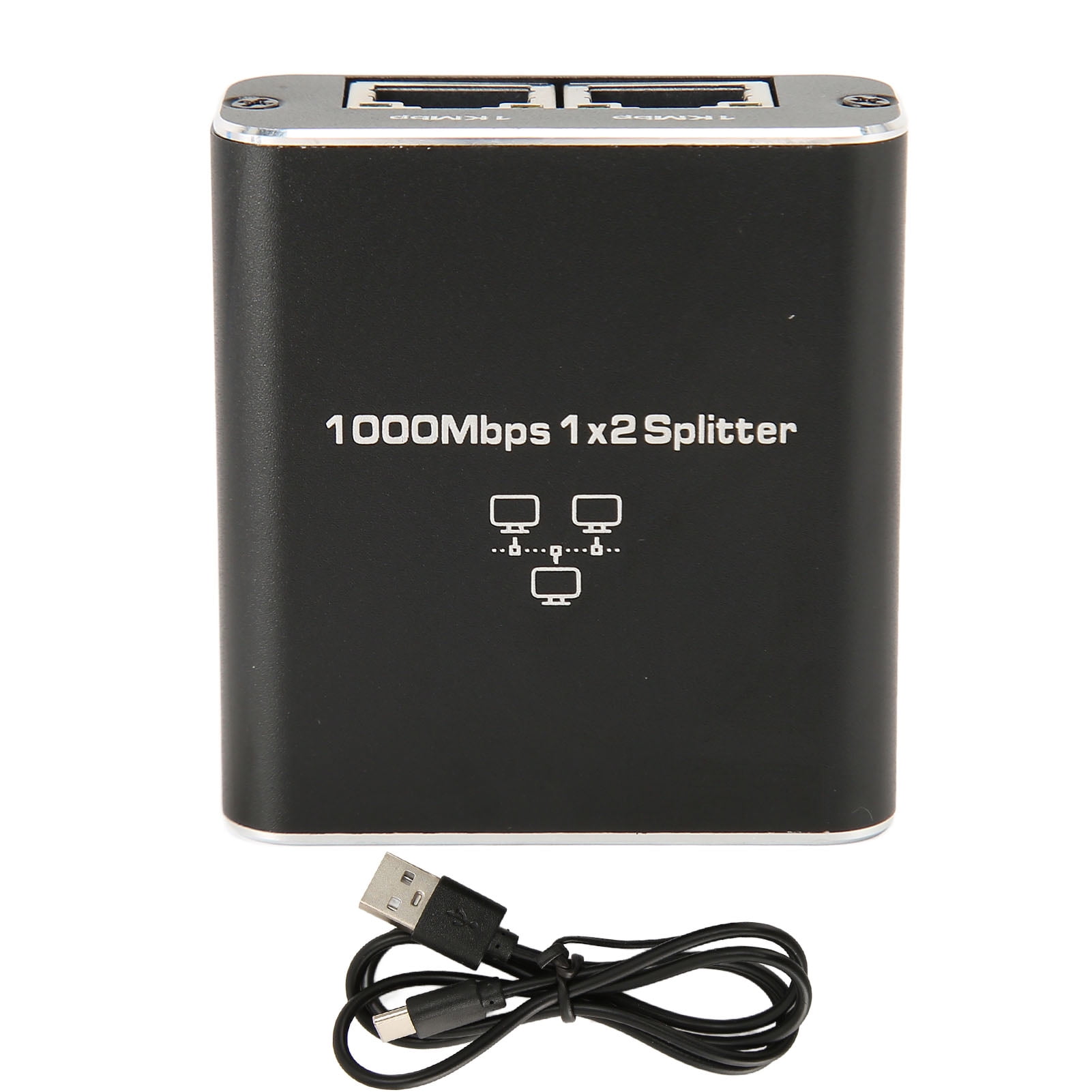 Gigabit Splitter 1000Mbps 1 in 2 Out RJ45 Port Aluminum Alloy Network ...