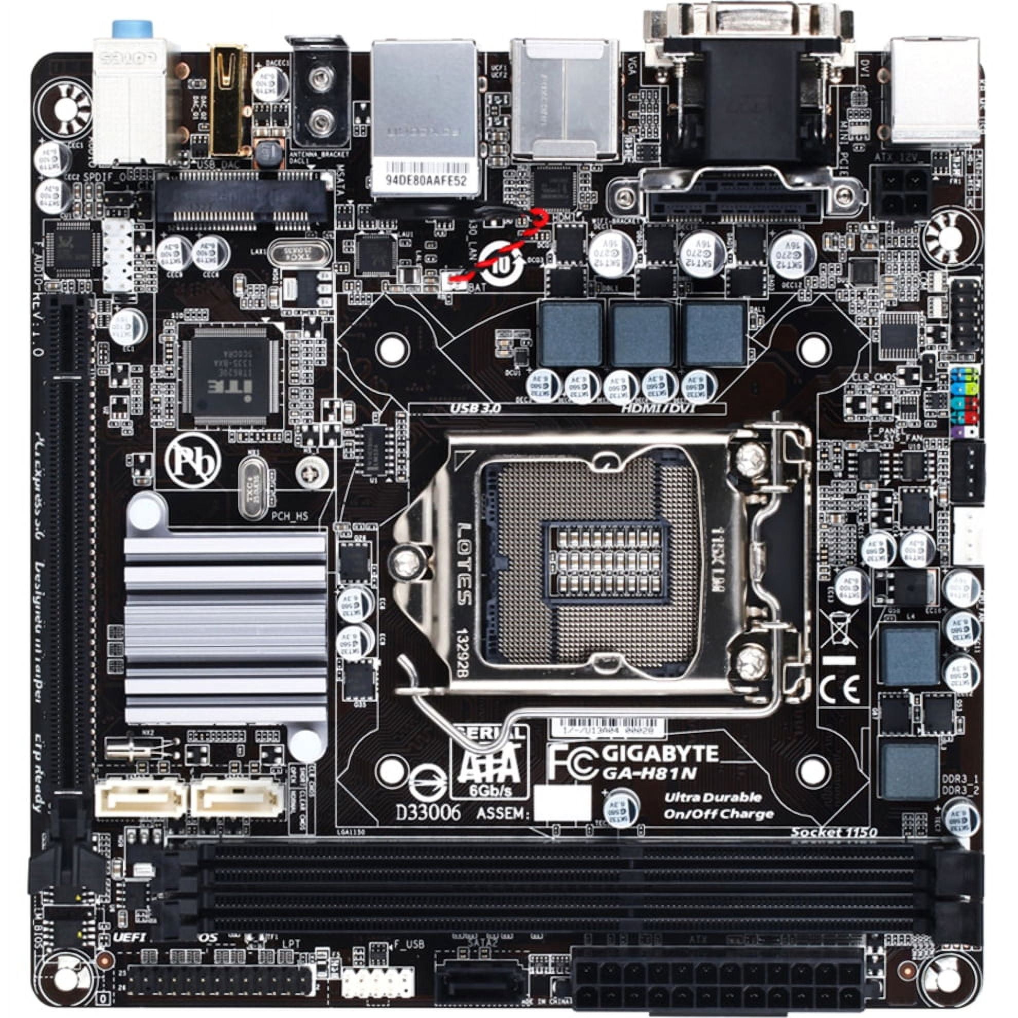 Gigabyte Ultra Durable 4 Plus GA-H81N Desktop Motherboard, Intel Chipset, Socket H3 LGA-1150 ...