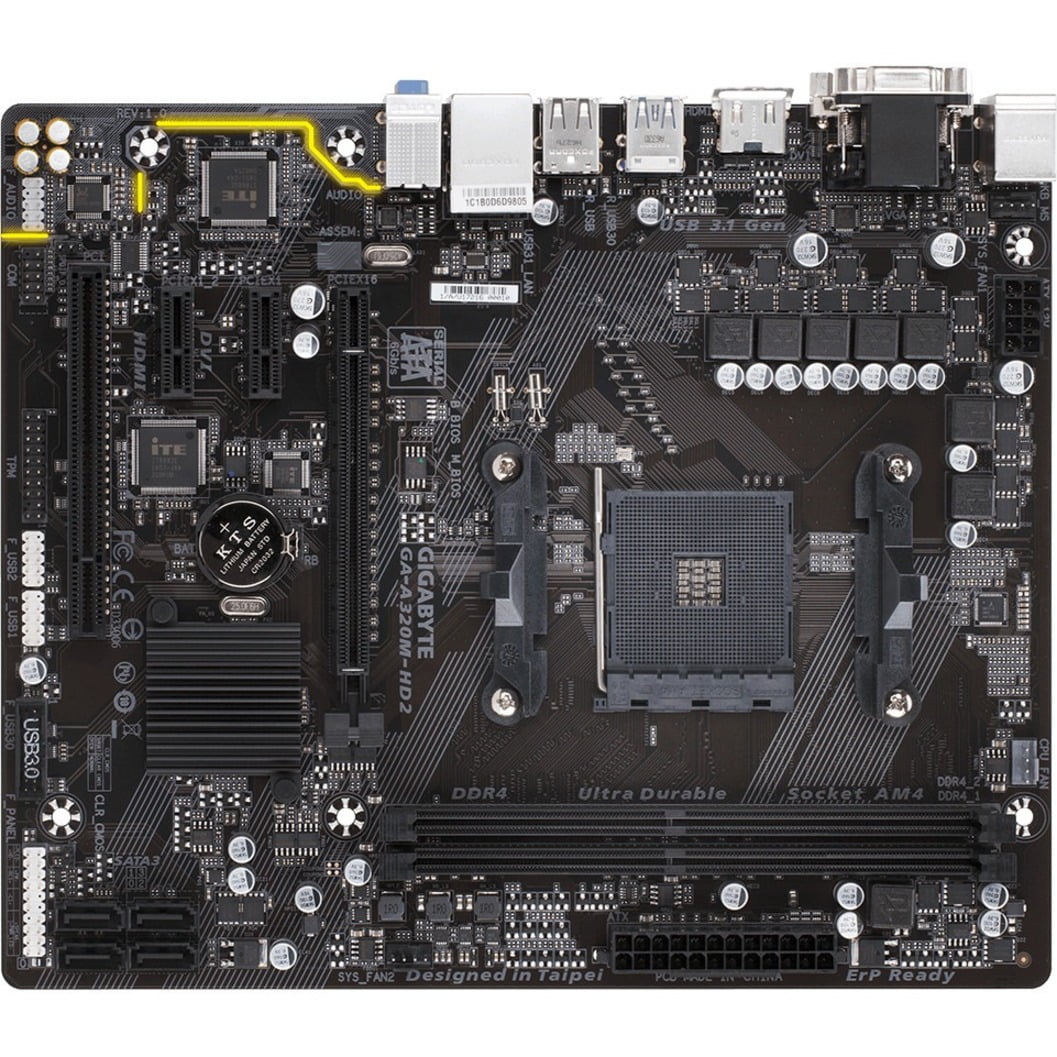 Gigabyte Ultra Durable GA-A320M-HD2 Desktop Motherboard, AMD A320 ...