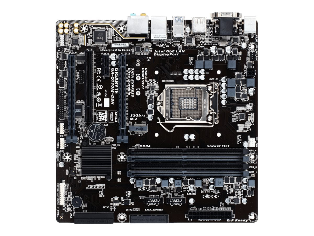 Gigabyte GA-Q170M-D3H - 1.0 - motherboard - micro ATX - LGA1151 Socket - Q170 Chipset - USB 3.0 ...