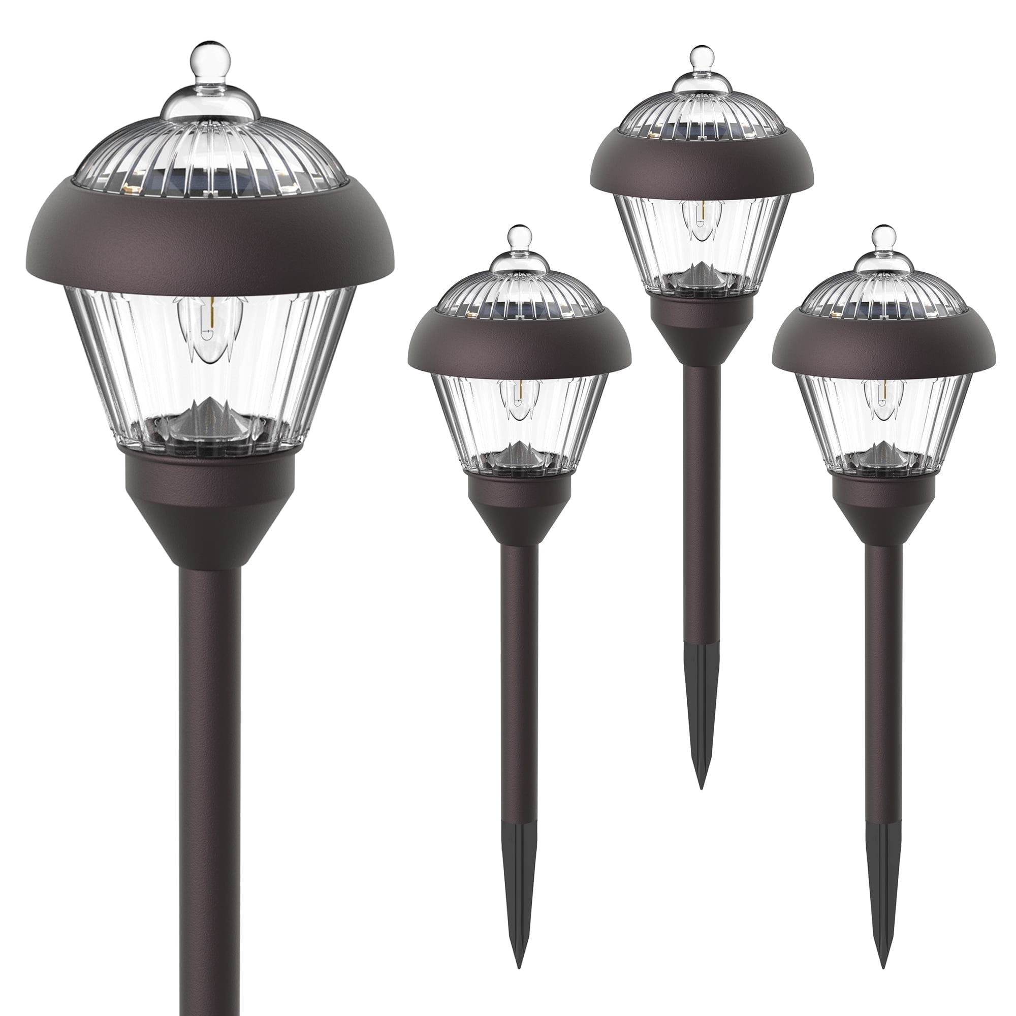 FKHouse Solar Pathway Lights, 4 Pack Bronze Metal Outdoor Garden Lights ...