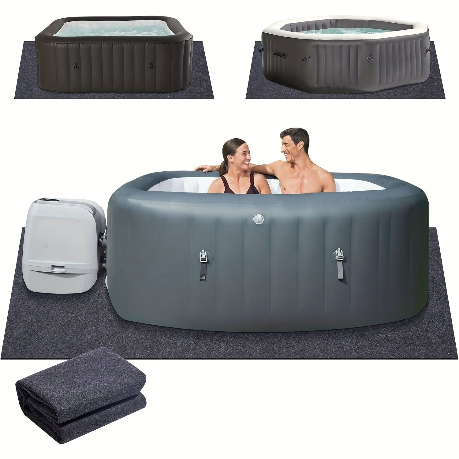 Gigantic 2M Square Inflatable Hot Tub Mat with Anti-Slip, Water ...