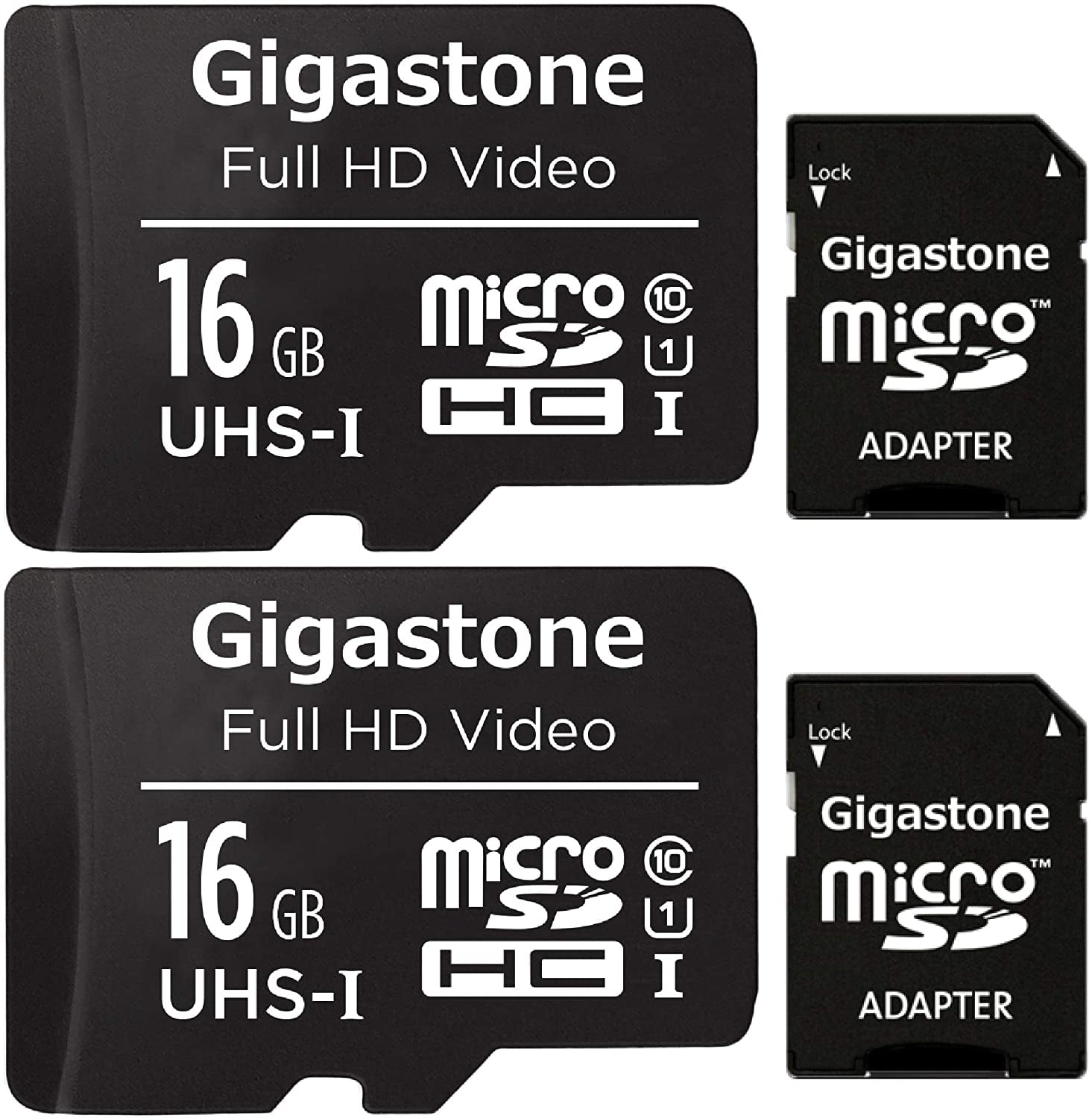 Gigastone 16GB 2-Pack Micro SD Card, FHD Video, Surveillance Security Cam Action Camera Drone ...